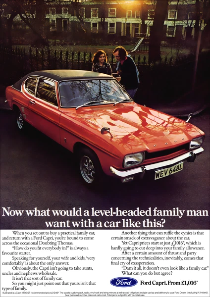 FORD CAPRI MK1 Retro A3 Poster Print From Classic 70'S Advert £4.99 ...