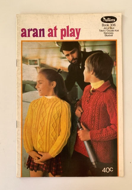 PATONS VINTAGE KNITTING Pattern Book 306 Childrens Aran Jet Jumper ...