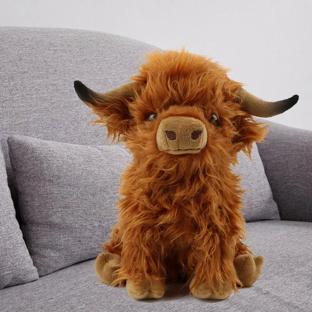 CLEVER BROWN HIGHLAND Cow Coo Cuddly Toy Plush Stuffed Scottish ...