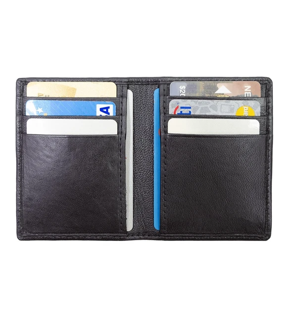 RFID BLACK LEATHER Mens Bifold Wallet Plastic Insert Business Card ...