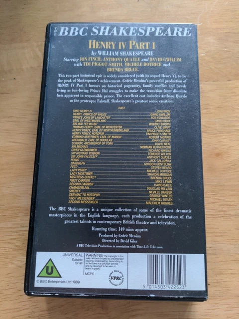 BBC SHAKESPEARE HENRY IV Part I VHS Video Jon Finch 1979 Complete TV ...