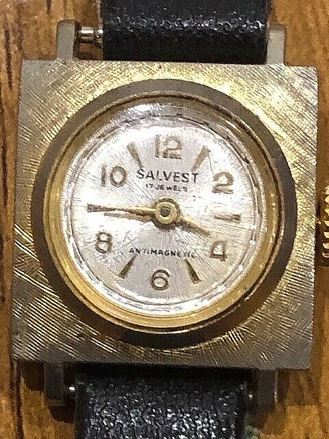 VINTAGE RARE SWISS Made Salvest Mechanical Ladies Leather Watch - 20mm ...