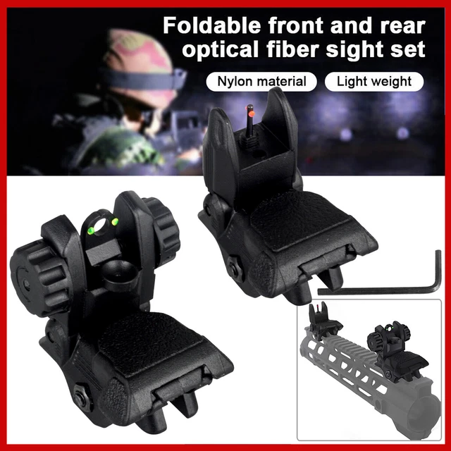 US TACTICAL FIBER Optics Sights Sports Rail Flip-up Front and Rear ...