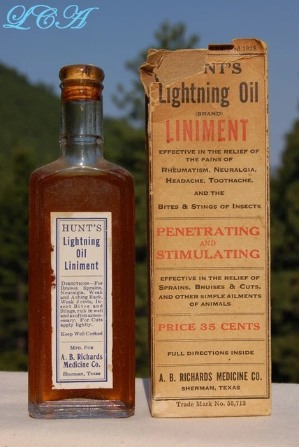 ANTIQUE QUACK CURE HUNT'S LIGHTNING OIL LINIMENT from SHERMAN TEXAS ...