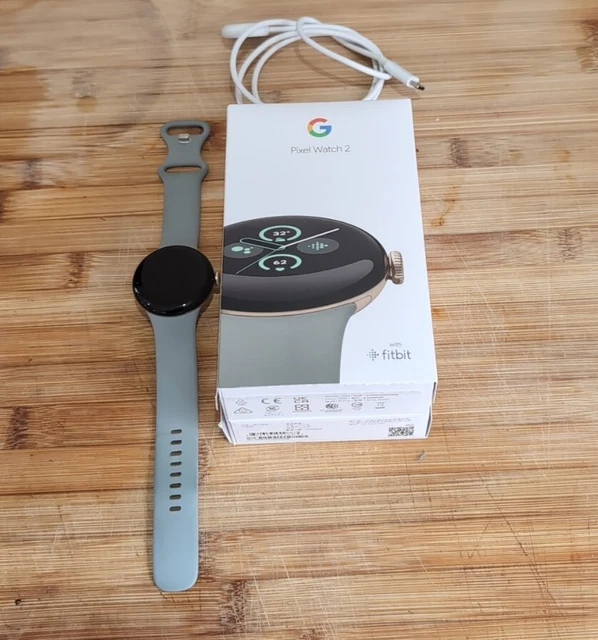 GOOGLE PIXEL WATCH 2 Champagne Gold Aluminium Case Hazel Active Band Wi ...