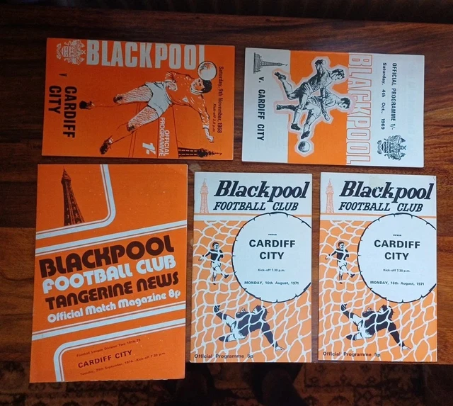 BLACKPOOL FC V Cardiff Fc. Vintage Programmes Job Lot. 1960s + 70s £2. ...