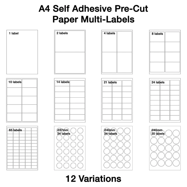FOOD CONTAINER LABELS A4 Matt / Glossy Pre-Cut Paper Sticker Multi ...