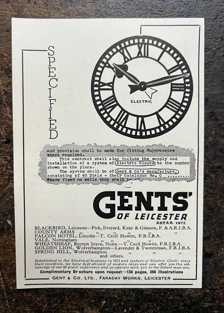 GENTS OF LEICESTER - Electric Clocks for Pubs - 1938 Press Cutting 521 ...