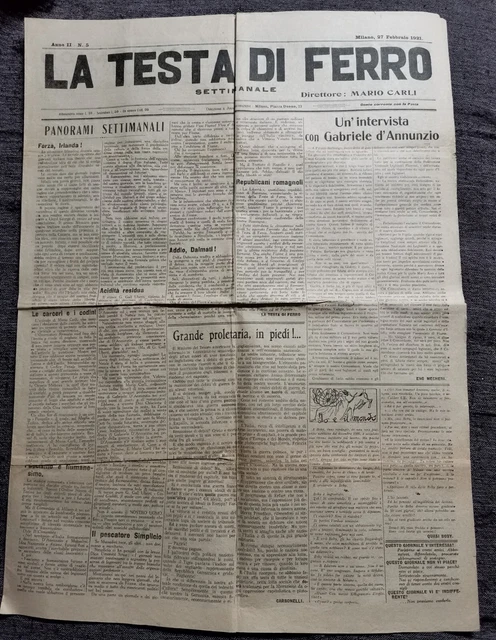 LA TESTA DI ferro d'annunzio arditi fiume ww1 futurismo £43.12 ...