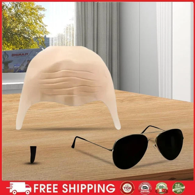LATEX BALD CAP Set with Glasses Fake Bald Wig Cap with Beard for ...