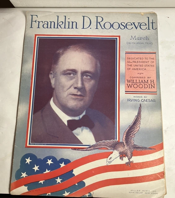 VINTAGE SHEET MUSIC MARCH with Vocal Trio FRANKLIN D. ROOSEVELT ...
