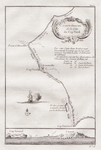 CAP-VERT CABO VERDE Africa Afrique Carte Map Carte Engraving Bellin ...