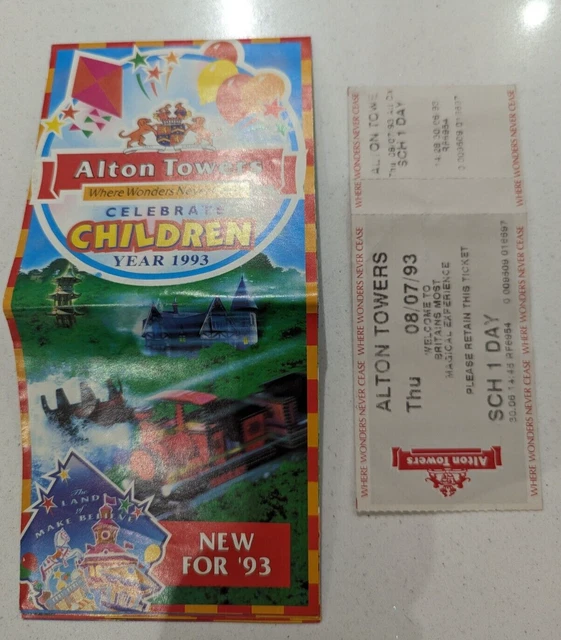1993 ALTON TOWERS Theme Park Map Guide Leaflet Vintage, Rare Edition *EXCELLENT* £79.99 ...