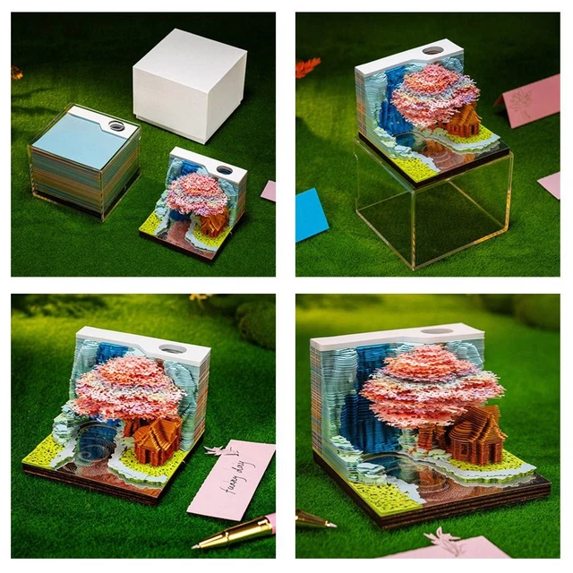 3D STICKY NOTES Flower Fruit Mountain Treehouse For Desktop Decor with ...