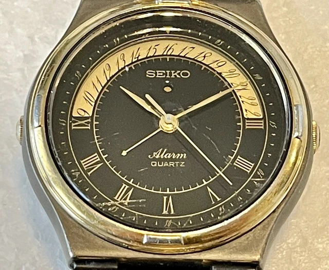 VINTAGE MEN’S SEIKO Quartz Alarm Watch 5C22-6000. Parts or Repair $15.00 - PicClick