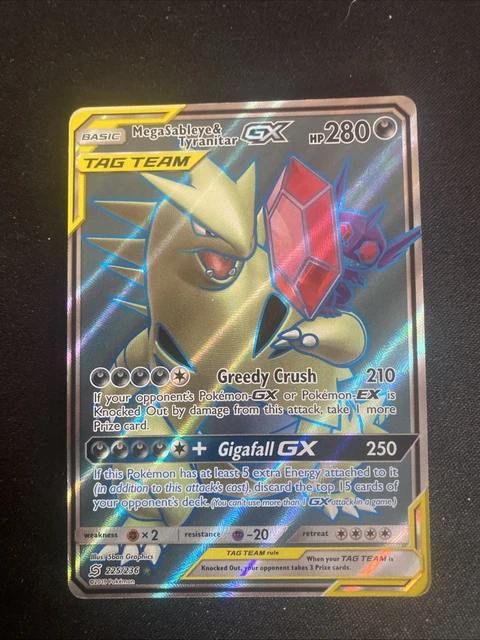 POKÉMON TCG MEGA Sableye & Tyranitar GX Tag Team Full Art Card 226/236 ...
