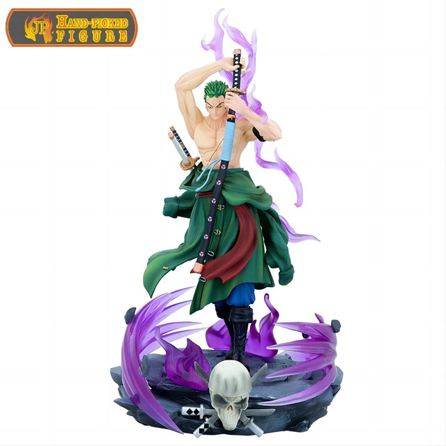 ANIME ONE PIECE Wano Roronoa Zoro Draw Black Sword Shusui 40cm Statue ...