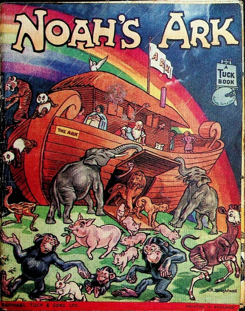 NOAH'S ARK ULTRA Rare Raphael Tuck Linen Children's Book Edwardian ...