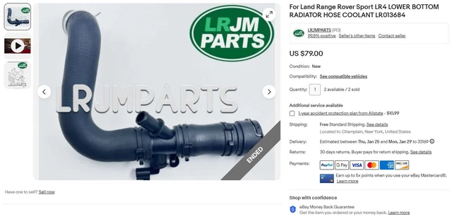 FOR LAND RANGE Rover Sport LR4 LOWER BOTTOM RADIATOR HOSE COOLANT ...