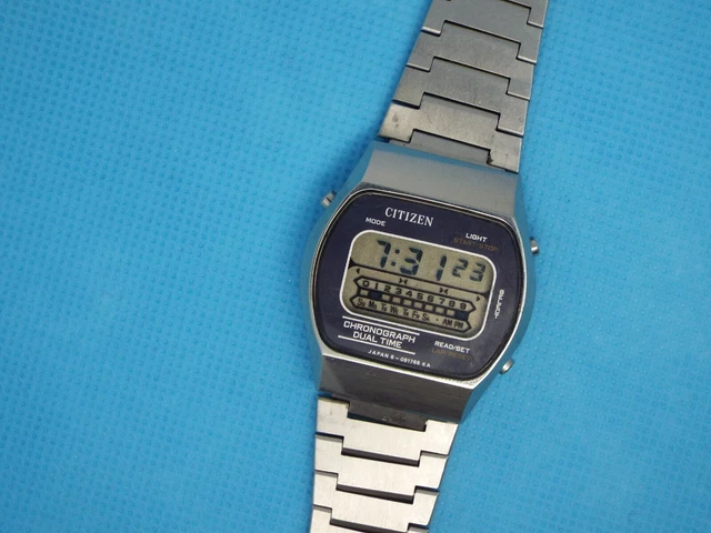 RARE VINTAGE DIGITAL WATCH CITIZEN 4-098153 TA CHRONOGRAPH DUAL TIME ...