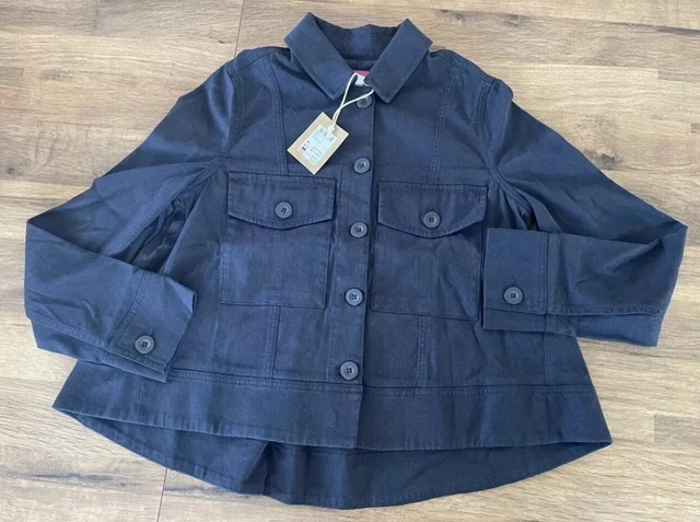 JOULES WOMEN BOBBIE Dipped Hem Swing Jacket - marine navy- 10 £49.95 ...