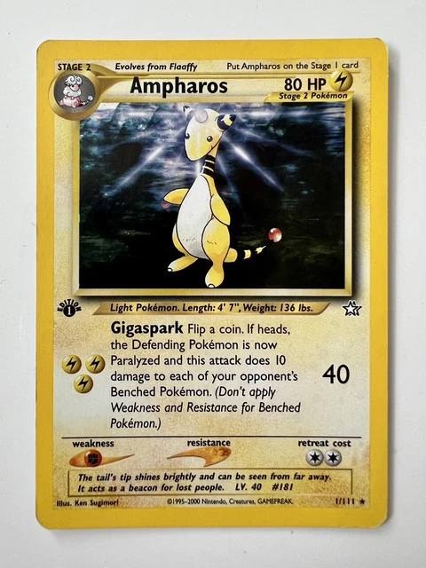 POKEMON KARTE AMPHAROS 1/111 Neo Genesis TCG Englisch Holo 1st Edition Vintage EUR 30,00 ...