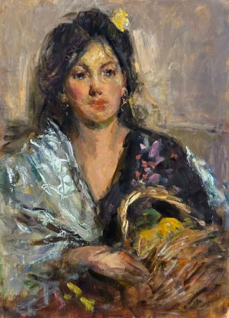 PORTAIT HUILE SUR Panneau ,Impressionniste,30x40cm EUR 70,00 - PicClick FR