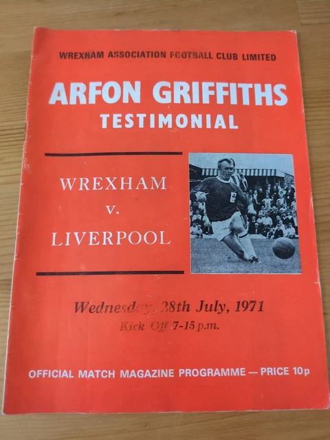 WREXHAM V LIVERPOOL 1971 - Arfon Griffiths Testimonial £2.79 - PicClick UK