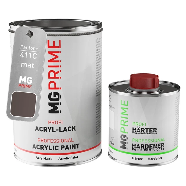 PANTONE 411C GREY mat peinture acrylique 1,5 Litres 1500 ml durcisseur ...