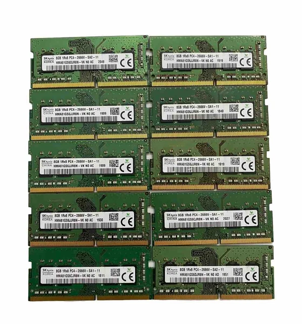 LOT OF (10) Sk Hynix 8GB PC4-2666V DDR4 SODIMM Laptop Memory Ram $103. ...