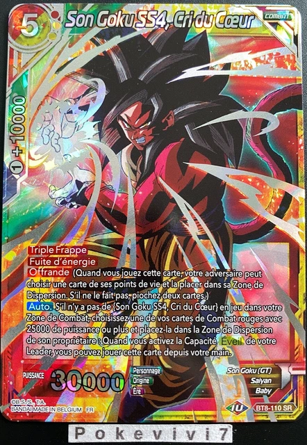CARTE DRAGON BALL Super SON GOKU SS4, CRI DU COEUR BT8-110 SR DBZ FR NEUF EUR 19,90 - PicClick FR