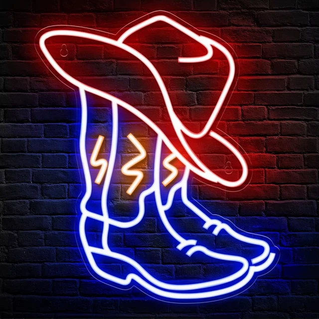 COWBOY BOOTS LED Neon Sign Western Cowboy Neon Light Wall Decor for ...