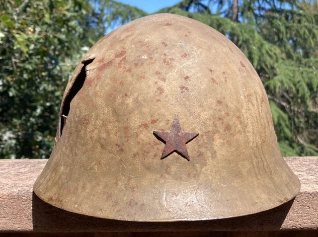 WW2 IMPERIAL JAPANESE Type 90 Combat Helmet Field Gear Battle Damaged £ ...