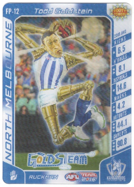 2016 AFL TEAMCOACH [3D FOOTY POWER CARD] FP-12 Todd GOLDSTEIN (NORTH ...