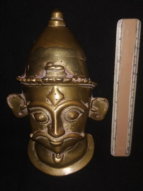 ANTIQUE TRADITIONAL INDIAN Bronze Mask God Shiva Bhairava Decorative ...