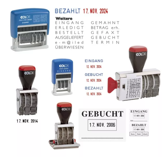 COLOP STEMPEL DATUMSTEMPEL Textstempel Dater Nummernstempel Modell ...