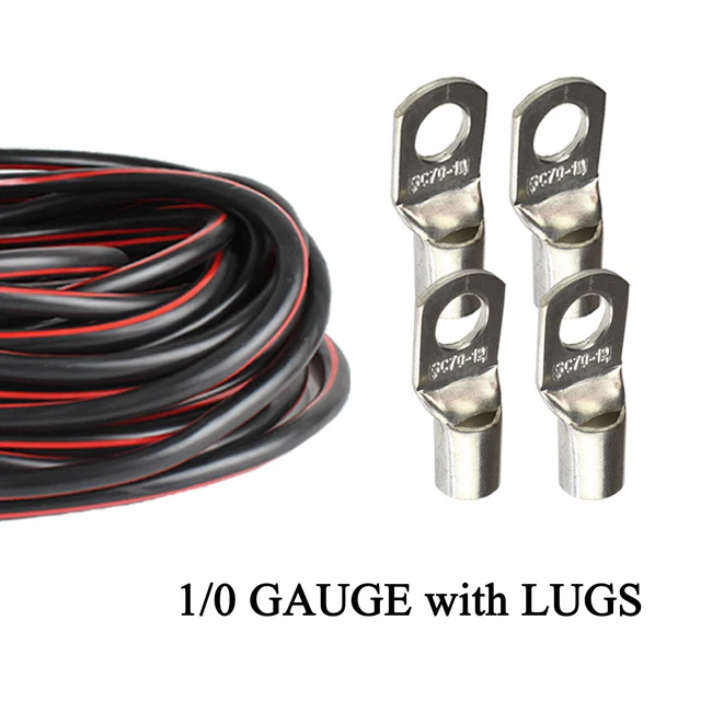 FLEXIBLE POWER GROUND Wire with SC Cable Lugs 2 Ga Gauge Battery ...