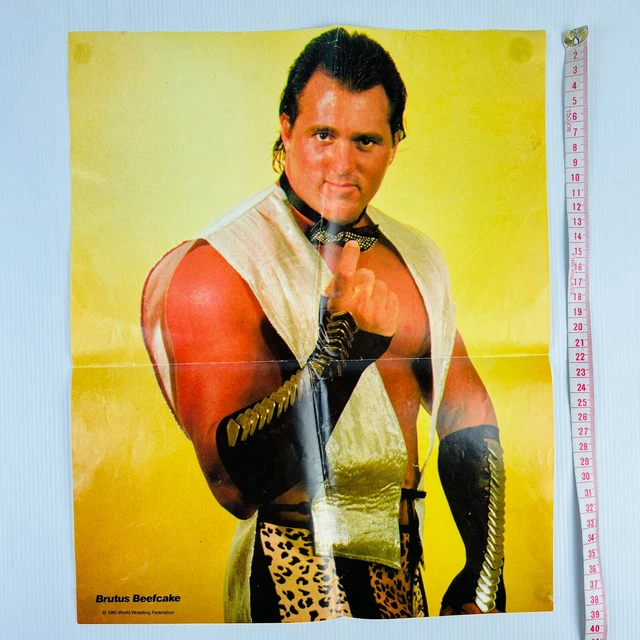 BRUTUS BEEFCAKE VINTAGE Rare Wrestling Poster 1985 WWF Collectable 39cm ...