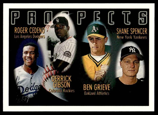 1996 TOPPS ROGER Cedeno/Derrick Gibson/Ben Grieve/Shane Spencer recrue ...