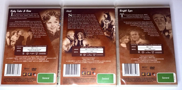 SHIRLEY TEMPLE, 3 Movies, Baby Take A Bow, Heidi & Bright Eyes DVD's ...