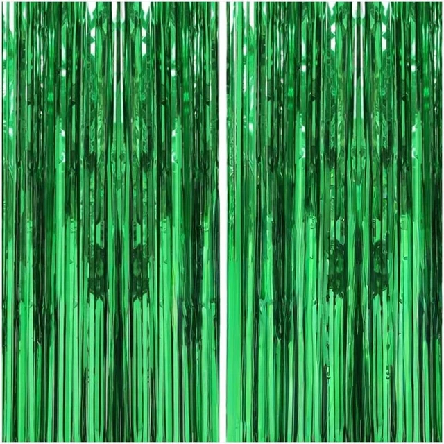 2 PACK GREEN Streamers Backdrop Jungle Party Decorations Foil Fringe ...