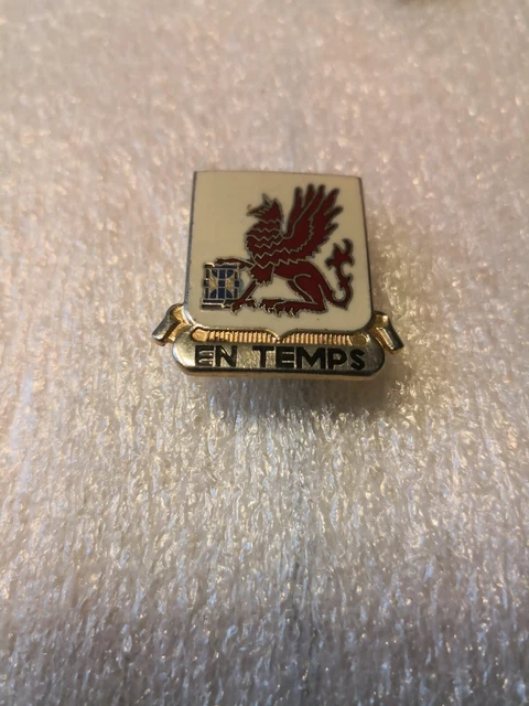 VINTAGE MILITARY DUI Pin 28th Transport Battalion EN TEMPS On Time g22 ...