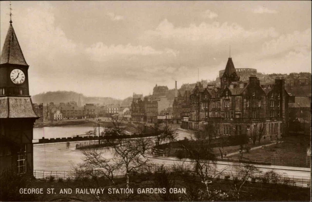 OBAN SCOTLAND RAILWAY Station Gardens Railroad Train Depot Vintage RPPC ...