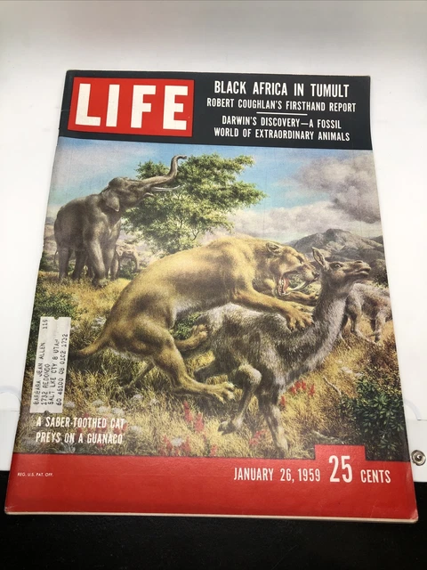 LIFE MAGAZINE, JANUARY 26, 1959, Darwin's Discovery, Saber-toothed Cat ...