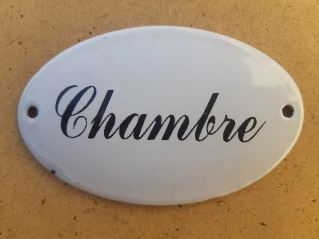 ANCIENNE PLAQUE ÉMAILLÉE d'utilité signalétique bombée CHAMBRE - déco hôtel gîte EUR 45,00 ...