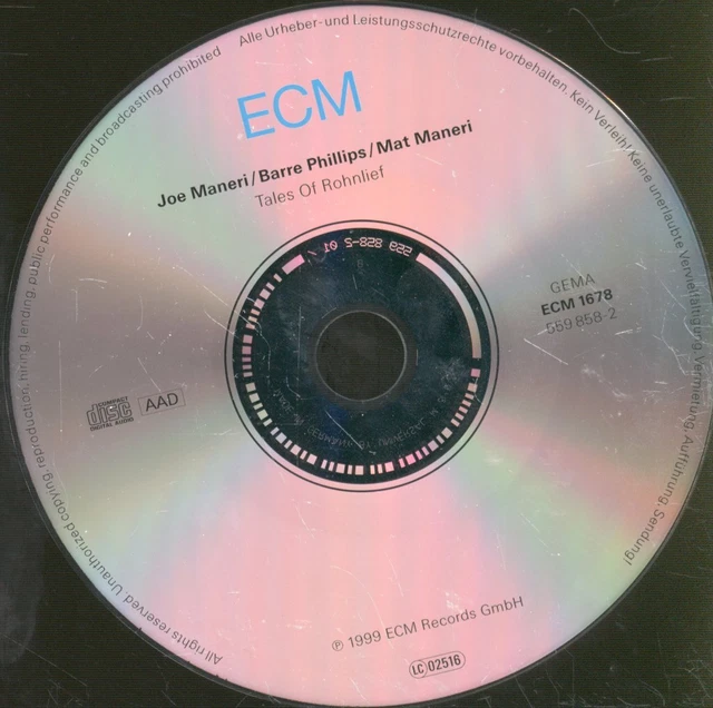 JOE MANERI / Barre Phillips / Mat Maneri Tales of Rohnlief CD Germany ...
