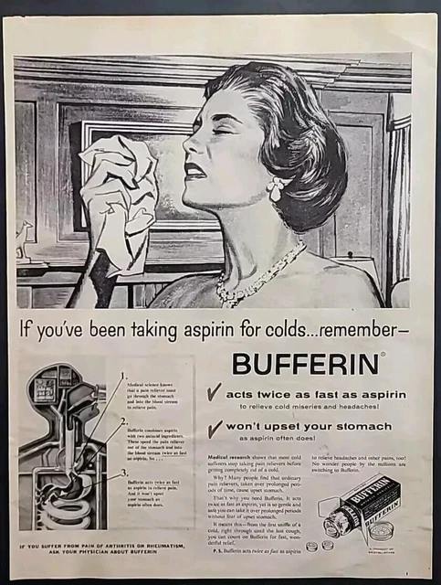 1957 BRISTOL-MYERS BUFFERIN Antacid Analgesic Vtg 1950's Magazine Print ...