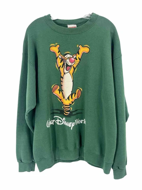 WALT DISNEY WORLD Winnie the Pooh Tigger Green Crew Neck Sweatshirt Sz ...
