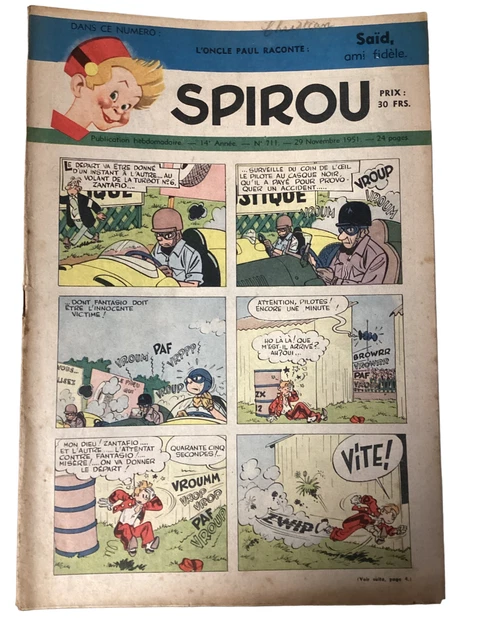ANCIENNE REVUE SPIROU Vintage Bande Dessinée Livre Pas Lucky Luke Astérix 1951 EUR 4,00 ...