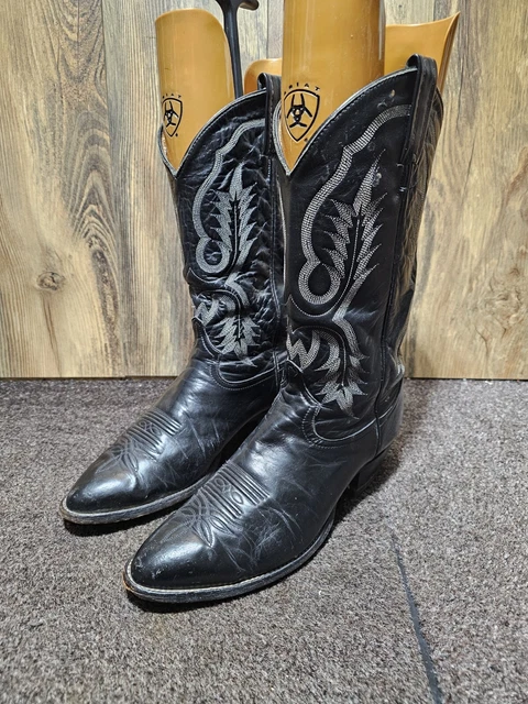 TONY LAMA 2914 Cowboy Boots Men's 9.5 EE Black Leather Longhorn ...